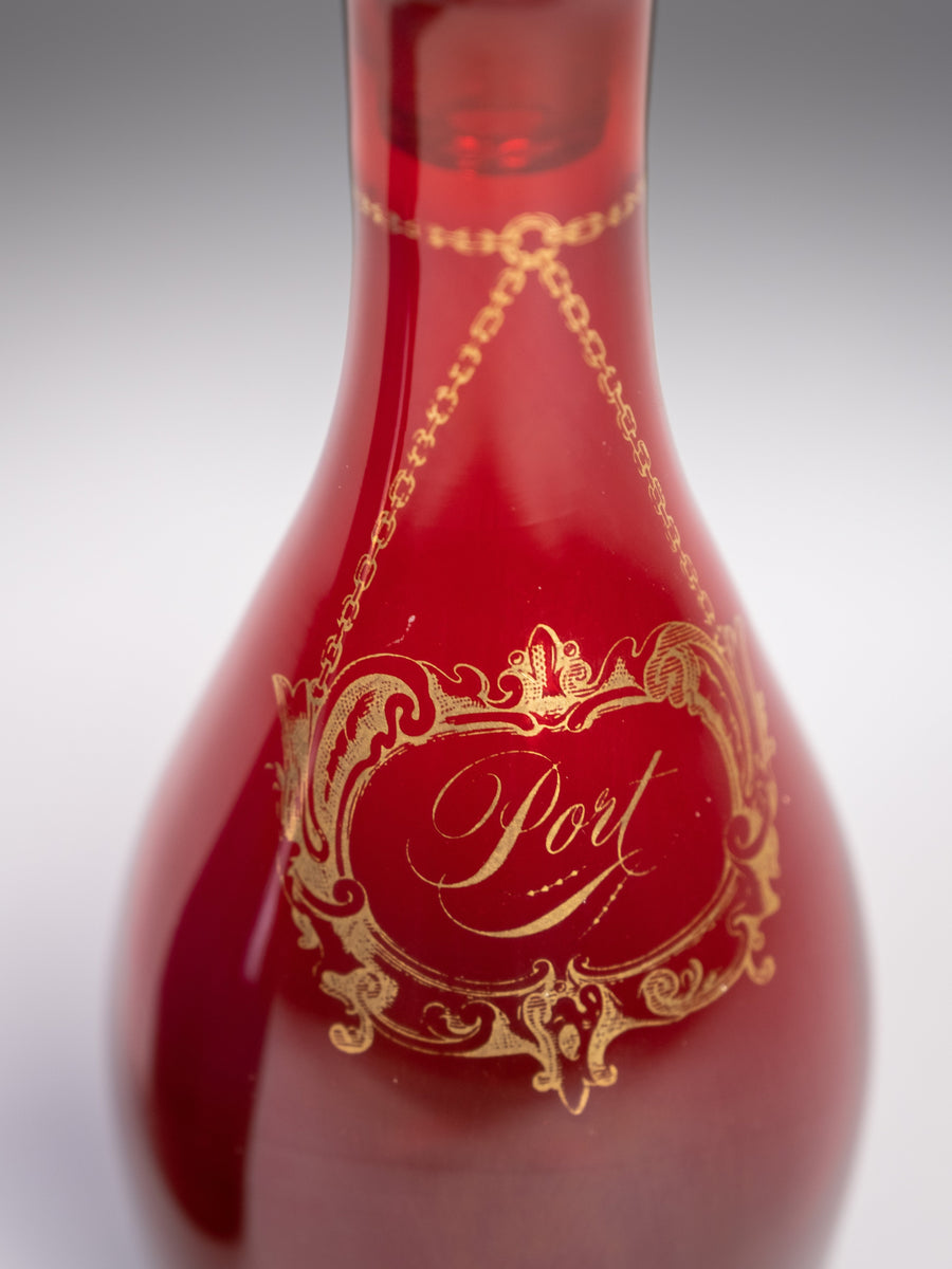 Pair Of Georgian Bristol and Ruby Glass Decanters (Sherry & Port ...